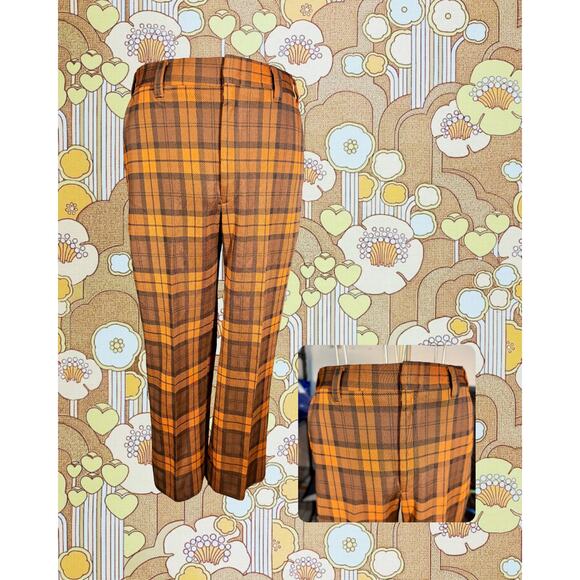 American Vintage | Pants | Vintage 6s Brown Rust Plaid Modern Knit Work ...